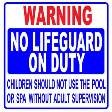24x24 No Lifeguard On Duty Sign Txga
