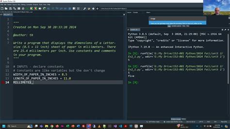 Programming In Python Chapter 2 Part 1 Exercise Completion Fall 2024 Youtube