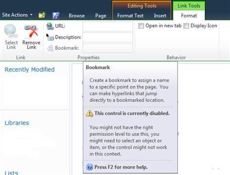 Wiki How Is The Bookmark Link Feature Enabled Sharepoint Stack