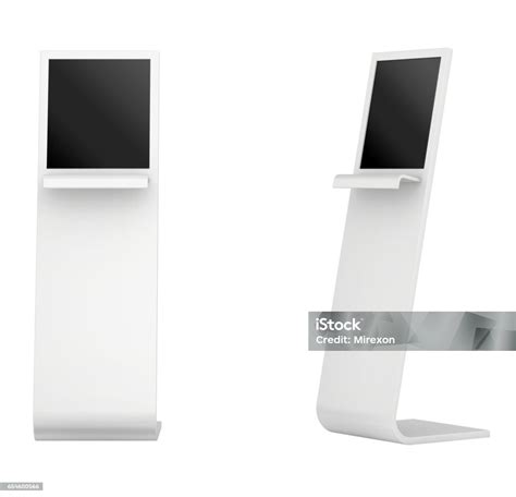 정보 키오스크입니다 흰색 바탕에 대화형 터미널입니다 3 차원 렌더링 키오스크에 대한 스톡 사진 및 기타 이미지 키오스크 태블릿 서 있기 Istock