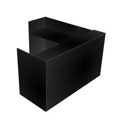 검정색 L자형 모듈형 리셉션 데스크와 이동식 서랍장 Officestock