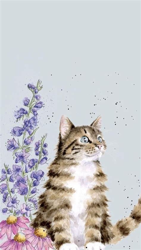 Cute Flower Cat Illustration Drawings