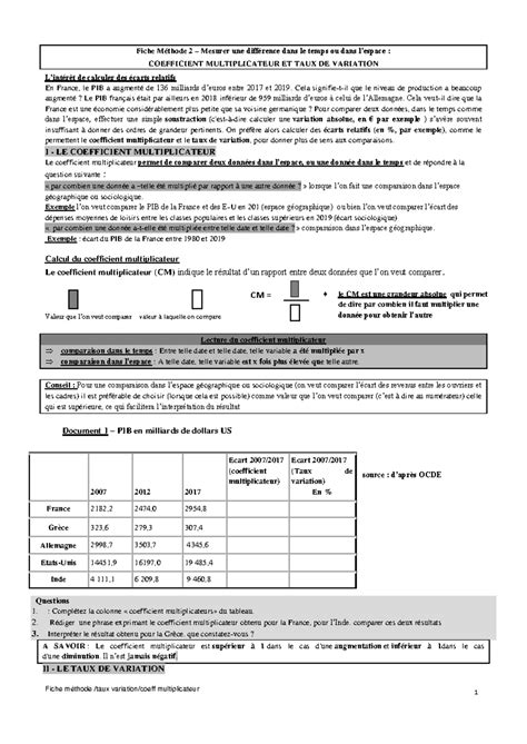 Taux De Variation Coeff Multi Fiche Méthode Taux Variationcoeff