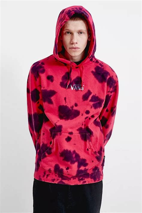 Vans Logo Red Tie Dye Hoodie Urban Outfitters Uk