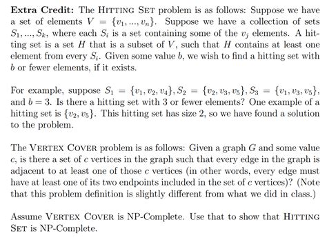 Solved Extra Credit The Hitting SET Problem Is As Follows Chegg Com
