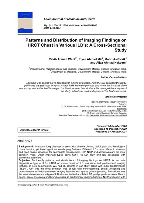 Pdf Patterns And Distribution Of Imaging Findings On Hrct Chest In Various Ilds A Cross
