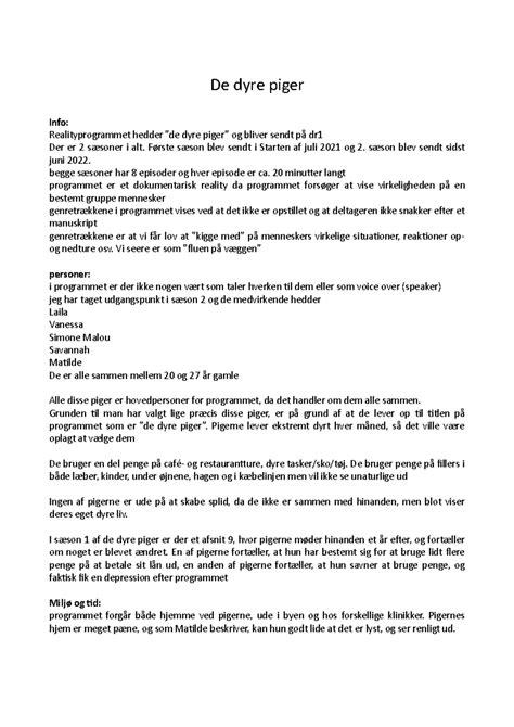 De Dyre Piger De Dyre Piger Info Realityprogrammet Hedder ”de Dyre