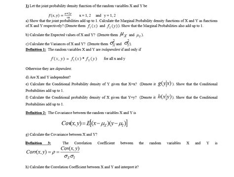 Solved Let The Joint Probability Density Function Of The