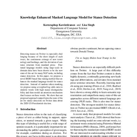 Knowledge Enhanced Masked Language Model For Stance Detection Acl Anthology