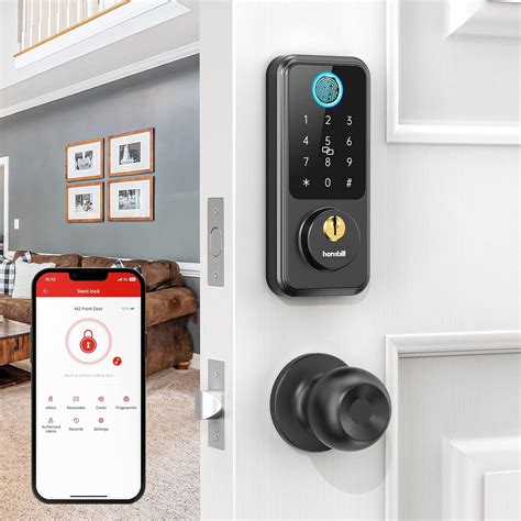Amazon フロントドアロック用スマートロックセット キーレスエントリーデッドボルト ハンドルドアノブ付き キーパッド付き電子ドアロック Hornbill Pro スマート