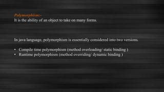 Polymorphism Presentation In Java PPTX