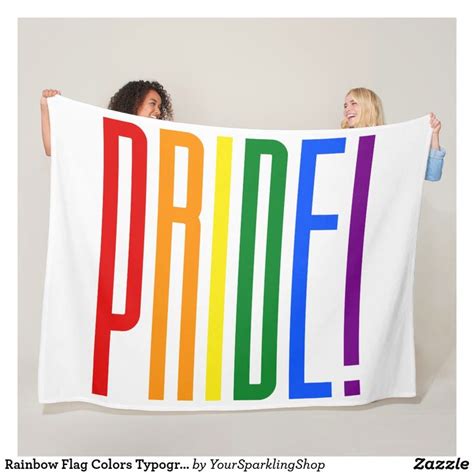 Rainbow Flag Colors Typography Lgbt Gay Pride Fleece Blanket