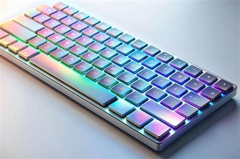 Modern Keyboard With Holographic Shortcuts Floating Above Keys Top Down