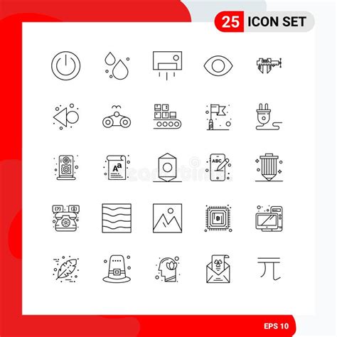 Set Of 25 Commercial Lines Pack For Calipers Human Ac Face House Stock Vector Illustration