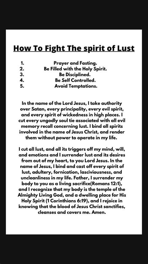 Prayer Against The Spirt Of Lust Bible Quotes Prayer Inspirational Prayers Inspirational