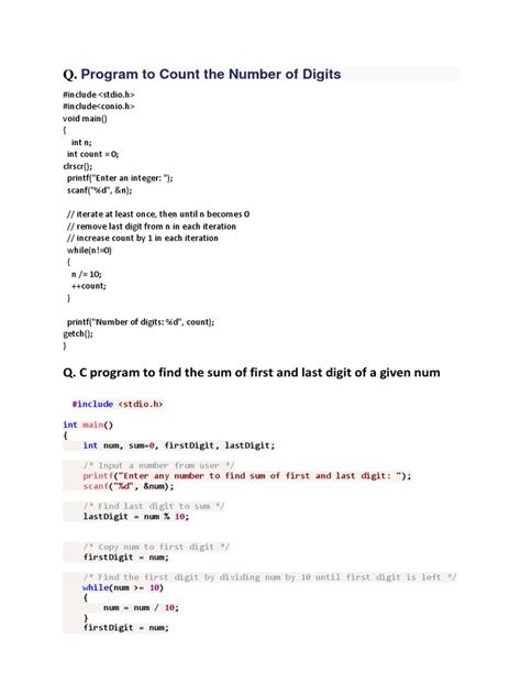 Program To Count The Number Of Digits Download Free Pdf Computer