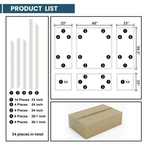 Comforthomi Pre Cut Wall Molding Kit 6 Frame Ps Wainscoting Panel Set