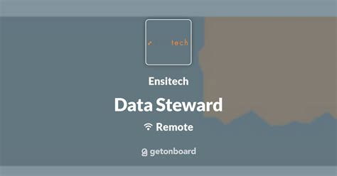 Data Steward At Ensitech Remote Work From Home Get On Board