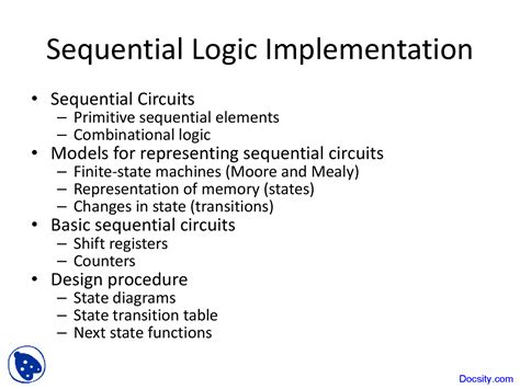 Sequential Logic Implementation Components And Techniques For Digital