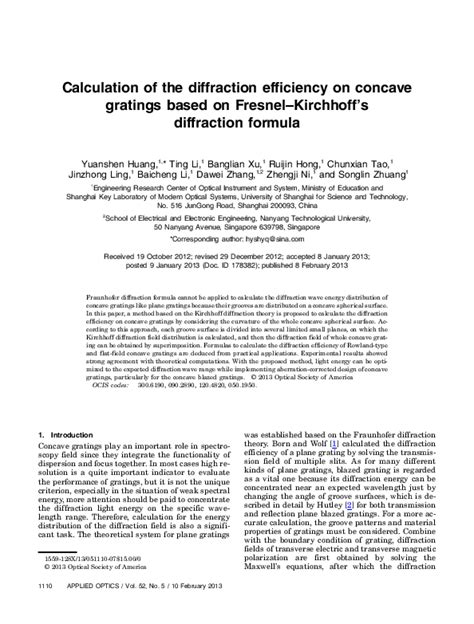 Pdf Calculation Of The Diffraction Efficiency On Concave Gratings