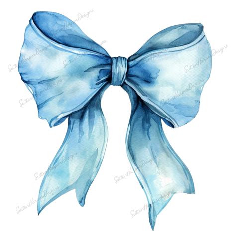 Beautiful Blue Coquette Ribbon Bow Png Blue Bow Watercolor