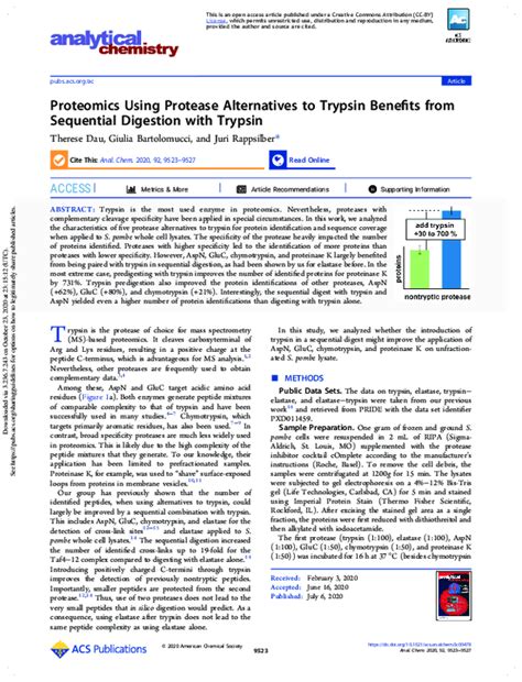 Pdf Proteomics Using Protease Alternatives To Trypsin Benefits From