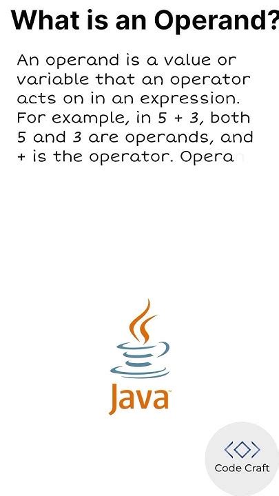 What Is An Operand Java Codecraft Coding Javabasics