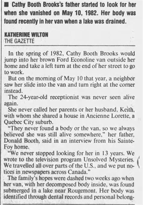 Part 1 Of Article About Cathy Booth