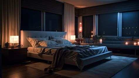 Bedroom Blurred Interior Led Lighting Stock Illustration Illustration