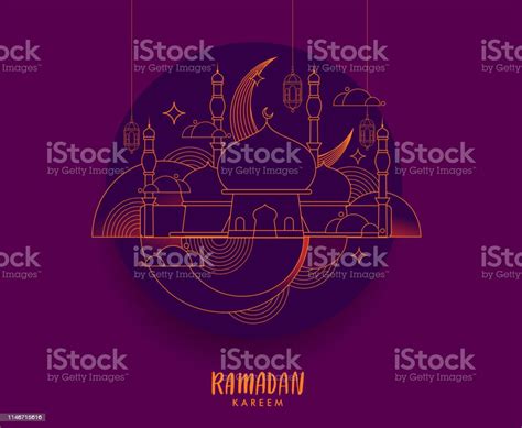 라마단 카림 인사말 템플릿 라인 아트 디자인 및 아랍어 서 예 텍스트 인사말 카드 및 라마단 카림에 대 한 배너 장소 라마단에 대한 스톡 벡터 아트 및 기타 이미지 Istock