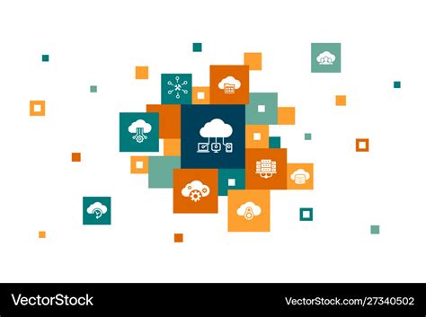 Cloud Computing Infographic Steps Pixel Design Vector Image
