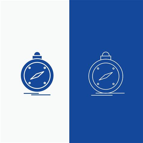 Compass Direction Navigation Gps Location Line And Glyph Web Button In Blue Color Vertical