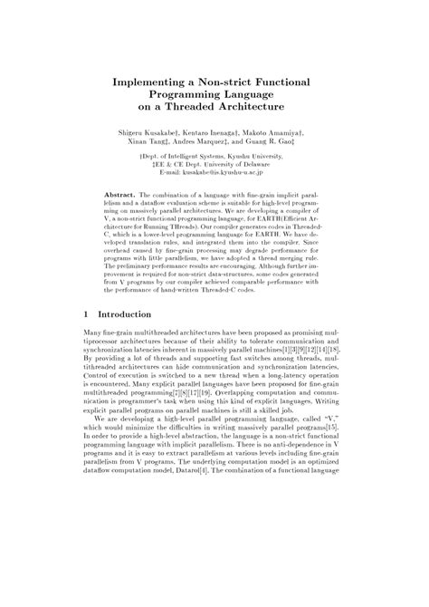 Pdf Implementing A Non Strict Functional Programming Language On A