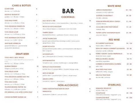 Menu At Buffalos Restaurant Avon Daybreak Ridge Rd