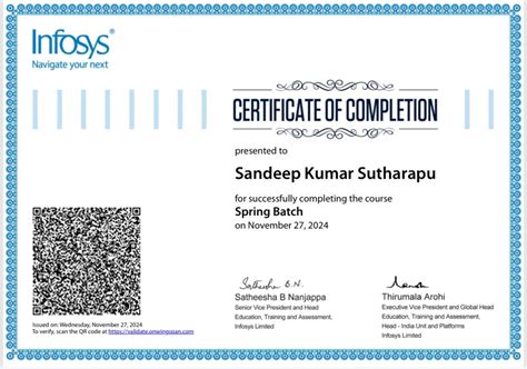 Springbatch Certification Learningneverstops Infosys Batchprocessing Sandeep Kumar Sutharapu