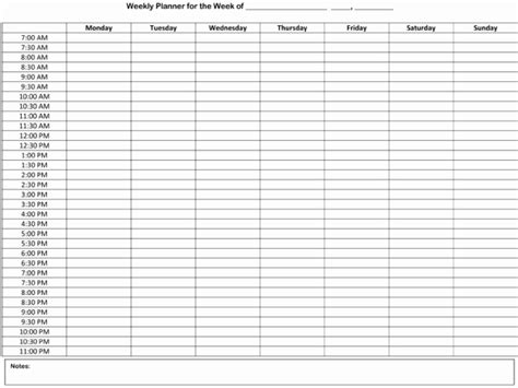 Week Schedule Template Excel Peterainsworth