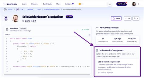 linking solutions to approaches announcements exercism
