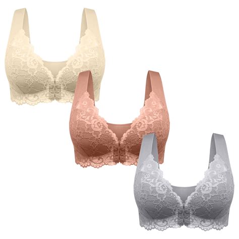 Women 3 Pack Front Closure Post Surgery Compression Everyday Bras For