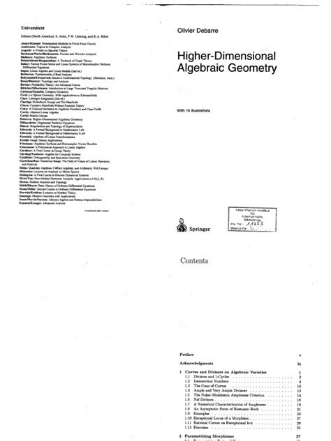 Debarre O Higher Dimensional Algebraic Geometry Springerlt126smag Pdf