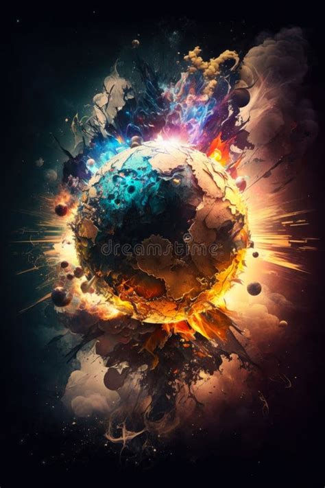 An Abstract Image Of An Exploding Planet Generative Ai Stock Image