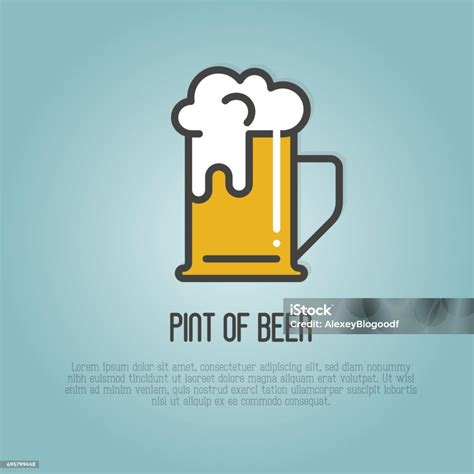 하얀 거품과 맥주 파인트 10 월 축제 레스토랑 바 맥주 양조장에 대 한 선 벡터 일러스트 0명에 대한 스톡 벡터 아트 및 기타
