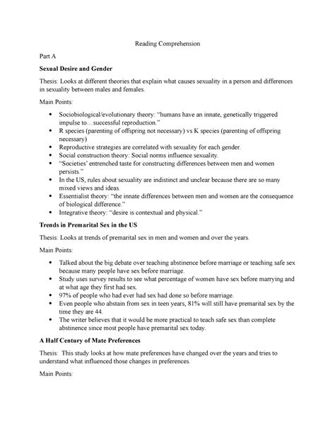 W05 Reading Comprehension Reading Comprehension Part A Sexual Desire And Gender Thesis Looks