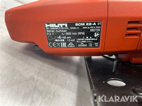 Handcirkelsåg Hilti Scm 22 A Svalöv Klaravik Auktioner