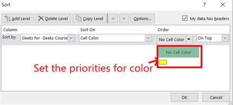 How To Sort Data By Color In Excel Geeksforgeeks