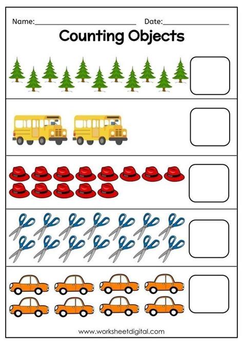 Counting Objects To 20 A Kindergarten Worksheet For Preschoolers A… Preschool Math Worksheets