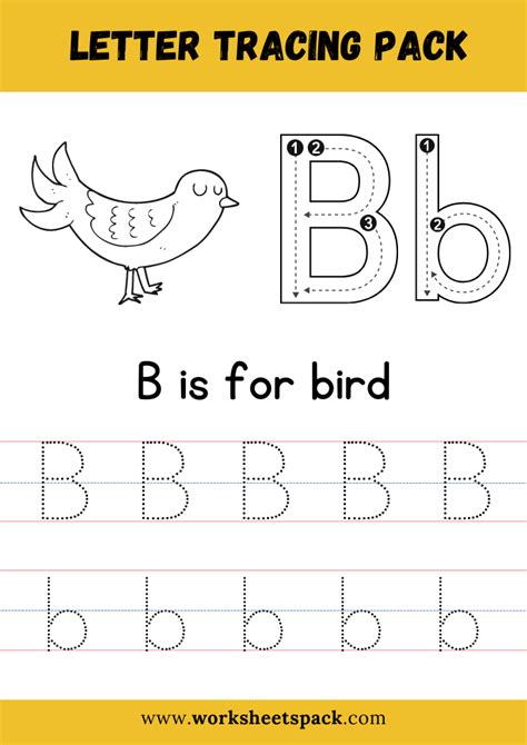 B Is For Bird Coloring Free Letter B Tracing Worksheet Pdf Printable