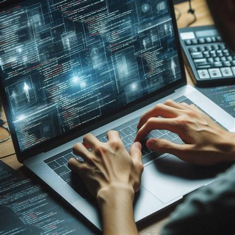 Clos Up Programming Background With Person Working With Codes On Computers Premium Ai