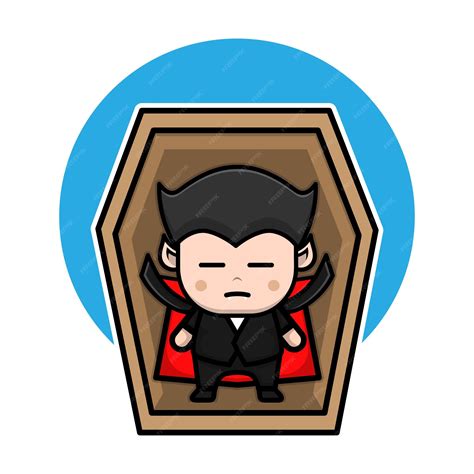 귀여운 드라큘라 만화 그림 할로윈 개념 프리미엄 벡터