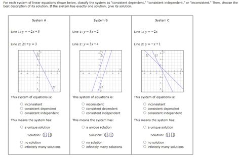 Solved For Each System Of Linear Equations Shown Below