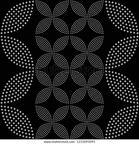 Seamless Black And White Pattern Of Dotted Intersected White Flowers Floral Trellis Mosaic